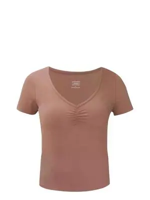 Sweaty Betty Ruched V-neck T-shirt Brown