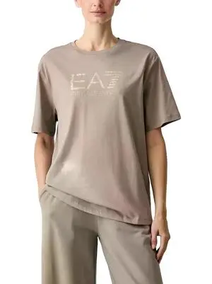 EA7 Logo-print Short-sleeved T-shirt - Neutrals