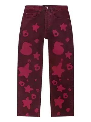 SP5DER Beluga Star-print Straight-leg Jeans - Red
