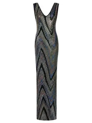 MISSONI Zigzag-knit V-neck Maxi Dress