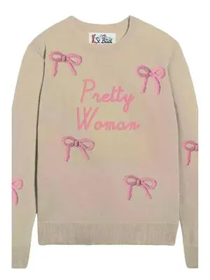 MC2 SAINT BARTH New Queen Bow-embellished Sweater - Neutrals