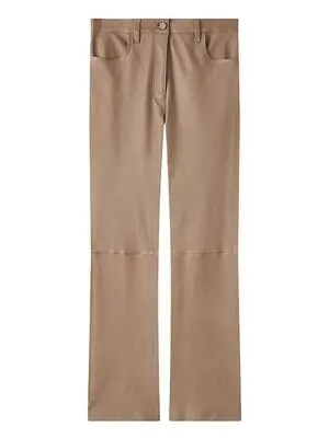 JOSEPH Duke Flared-leg Mid-rise Leather Trousers - Sable