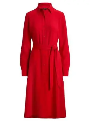 Ralph Lauren Belted Midi Dress - Red