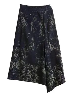 Y’s Damask-print Wrap Maxi Skirt - Blue