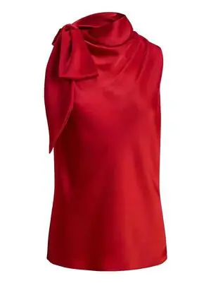 Ralph Lauren Tie-neck Sleeveless Blouse - Red