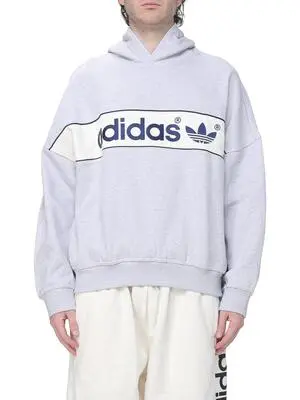 ADIDAS ORIGINALS Relaxed Fit Cotton-blend Hoodie With Contrast Logo - Grey