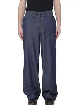 LOEWE Wide-leg Trousers In Cotton Denim With Drawstring Waist And Embroidered Logo