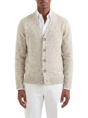 Brunello Cucinelli V-neck Cardigan In Wool, Alpaca, And Cashmere Blend - Grey