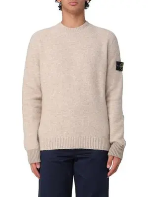 Stone Island Alpaca Blend Crewneck Sweater With Compass Logo Patch - Biscuit