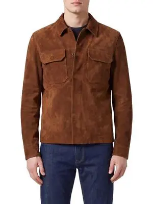 TOM FORD Suede Lambskin Shirt Jacket With Flap Patch Pockets - Brown