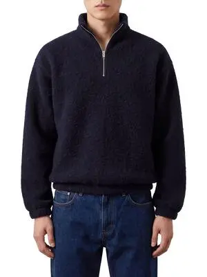 JIL SANDER High Neck Wool Blend Jumper With Half-zip Closure - Blue