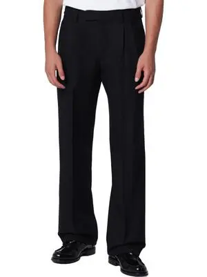 LARDINI Pinstriped Virgin Wool Tailored Trousers With A Straight-leg Cut - Blue