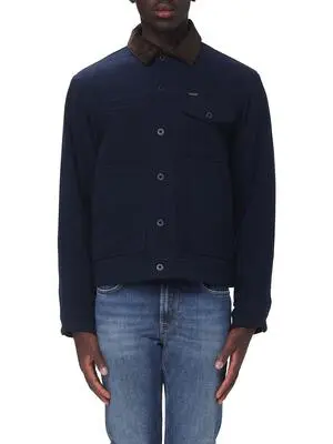 Filson Wool Blend Shirt Jacket With Corduroy Collar - Blue