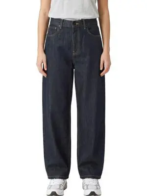 Carhartt Work In Progress Brandon Wide-leg Mid-rise Jeans In Cotton Denim With A Back Logo - Blue