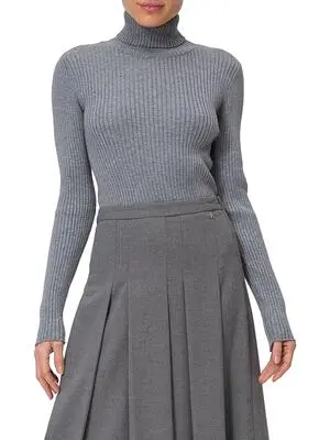 TWINSET Slim Fit Viscose Blend Turtleneck Jumper - Grey