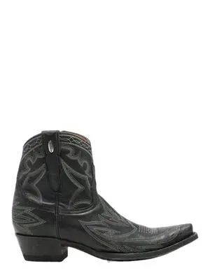 MEXICANA Embroidered Leather Boots - Black