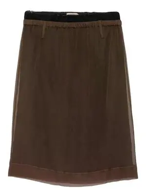 N°21 Lace-trim Elasticated Mid Skirt - Brown