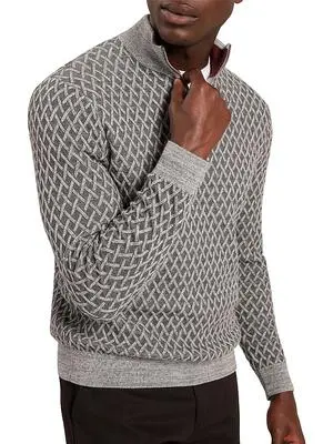 Ted Baker London Dammon T Stitch Funnel Neck Zip Pullover Grey