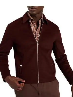 Ted Baker London Antwrp Splitable Wool Blend Harrington Jacket - Maroon