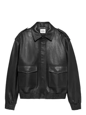 ARMA Astra Vegetal Leather Zip Front Jacket - Black