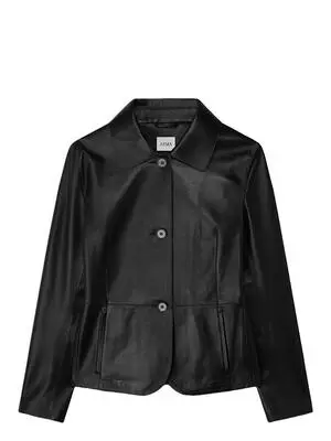 ARMA Carmen Leather Button Front Jacket - Black