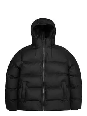 Rains Alta Drawstring Hooded Puffer Jacket - Black