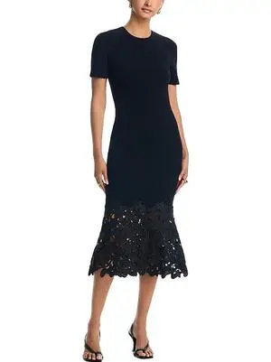 MILLY Halle Knit Midi Dress - Black