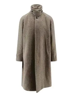 TONYWACK Herringbone-pattern Raglan-sleeve Coat - Neutrals