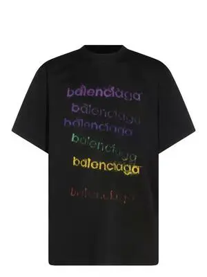 Balenciaga Logo-print Dropped-shoulder T-shirt - Black