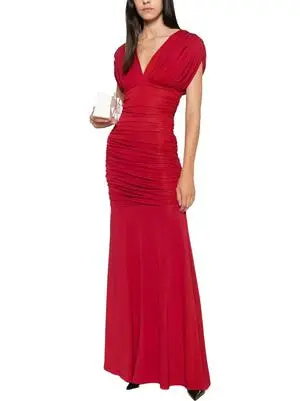 Simkhai Norvelle Ruched Maxi Dress Red