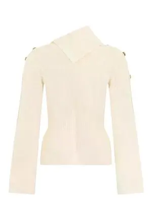 ELISABETTA FRANCHI Asymmetrical-collar Button-embellished Sweater