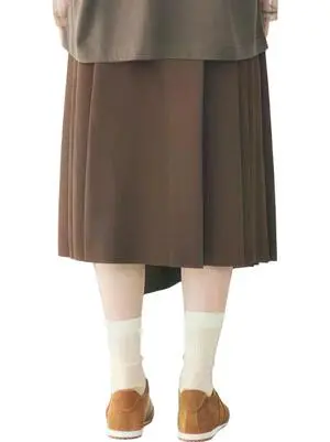 STUDIO TOMBOY Unbalanced Wrap-style Midi Skirt - Brown
