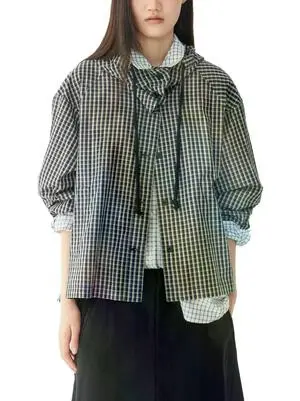 STUDIO TOMBOY Gingham-check Hooded Shirt Jacket