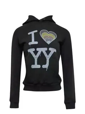 OPEN YY Logo-print Cotton Hoodie - Black