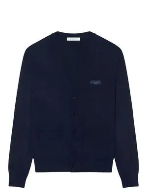 Givenchy Couture Seam Logo-patch V-neck Cardigan - Blue