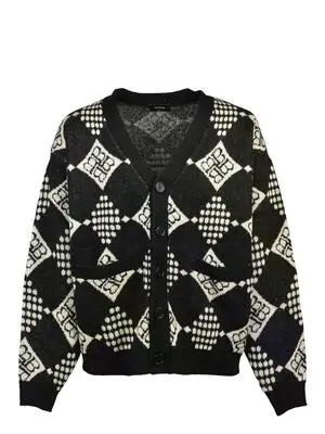 BREATH Diamond-knit Geometric-pattern Cardigan - Black