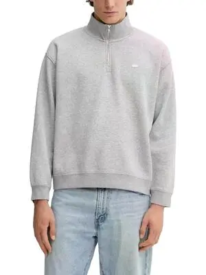 LEVI'S Quarter-zip Logo-patch Sweatshirt - Grey