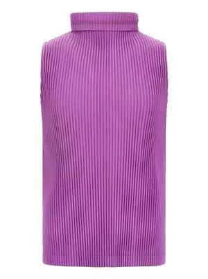 Issey Miyake Pleated Sleeveless Sweater - Purple