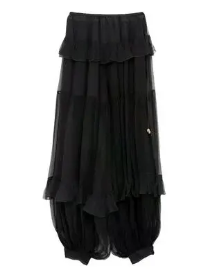 Chloé Ruffled Tiered Maxi Trousers Black