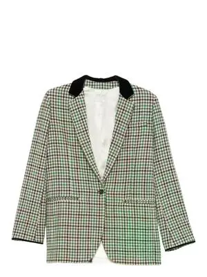 FORTE_FORTE Check Velvet-collar Blazer