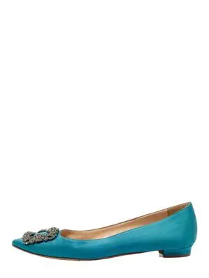 Manolo Blahnik Hangisi Crystal-embellished Ballet Flats Blue