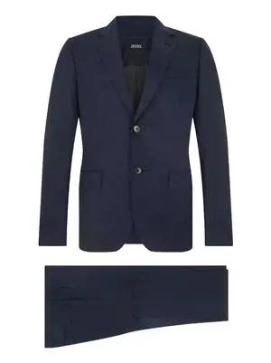Zegna Single-breasted Notched-lapels Suit - Blue