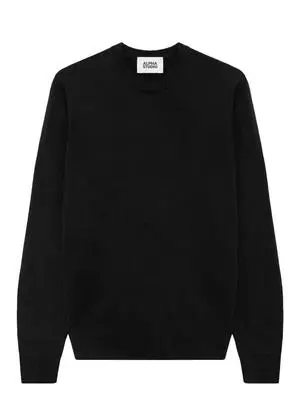 Alpha Studio Crew-neck Wool Sweater - Black