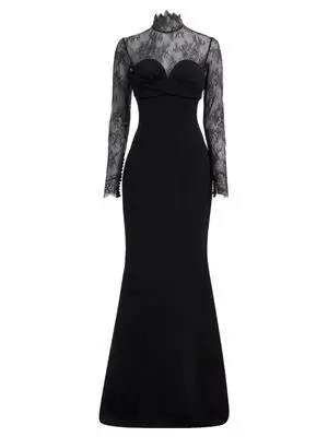 Elie Saab Lace-panelled Maxi Dress - Black