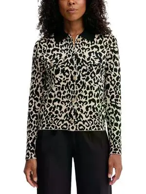 MORGAN Leopard-print Button-up Cardigan