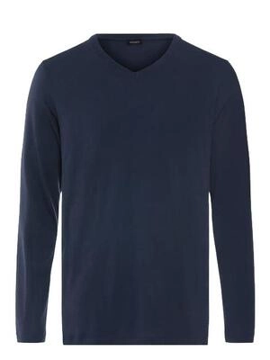 Hanro Night & Day Cotton And Tencel V-neck Top - Deep Navy