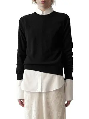 Mango Cashmere Round Neck Sweater - Black