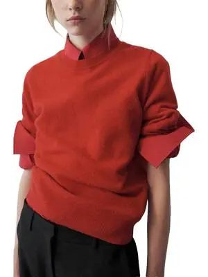 Mango Cashmere Round Neck Sweater - Red