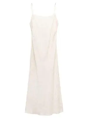 MANGO Silk Detail Jacquard Midi Dress