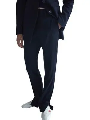 Mango Pinstripe Suit Trousers - Navy